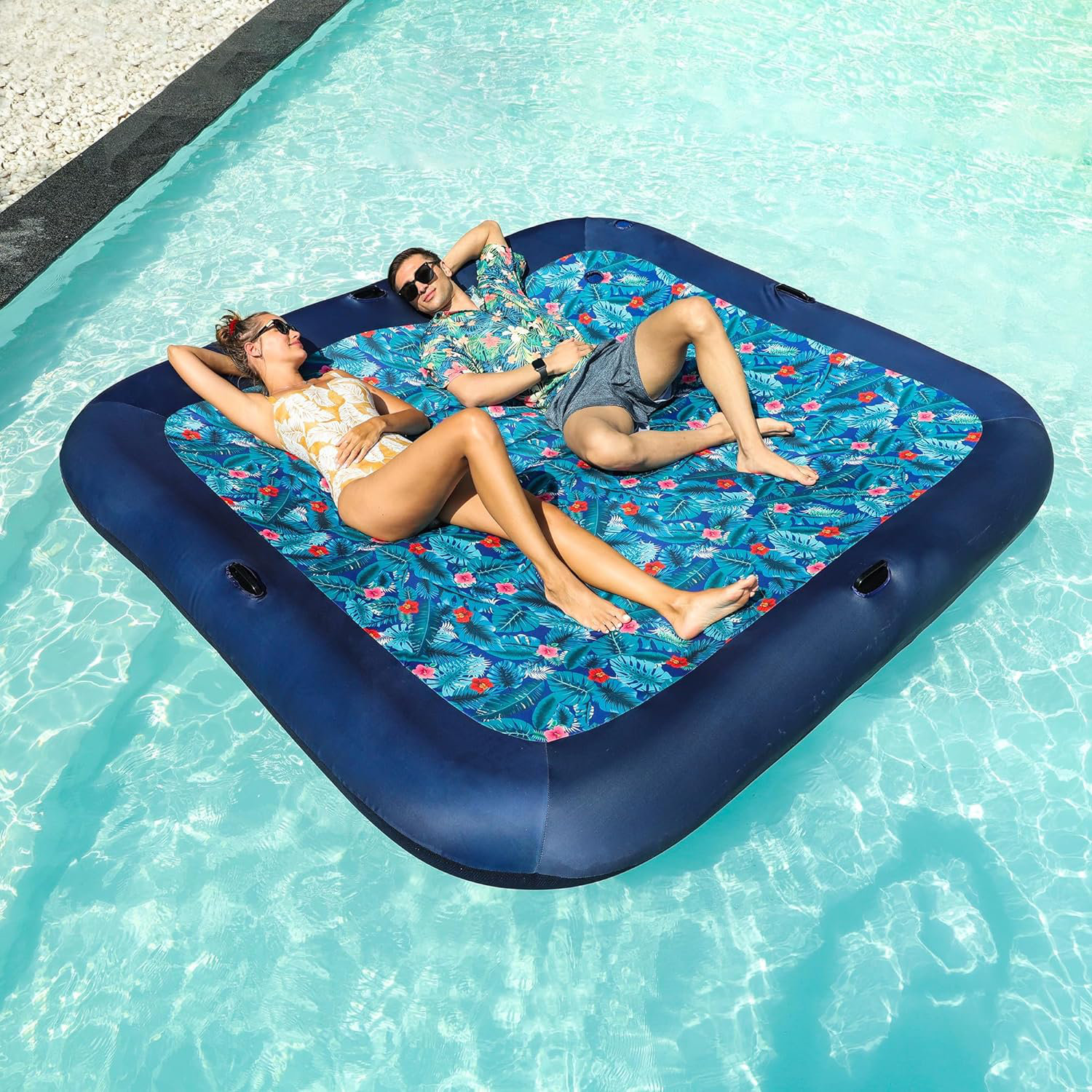 Utibia Oversized Pool Float Lounge, 72" X 37" Extra Large Fabric-Covered Pool Floats for Adults ...